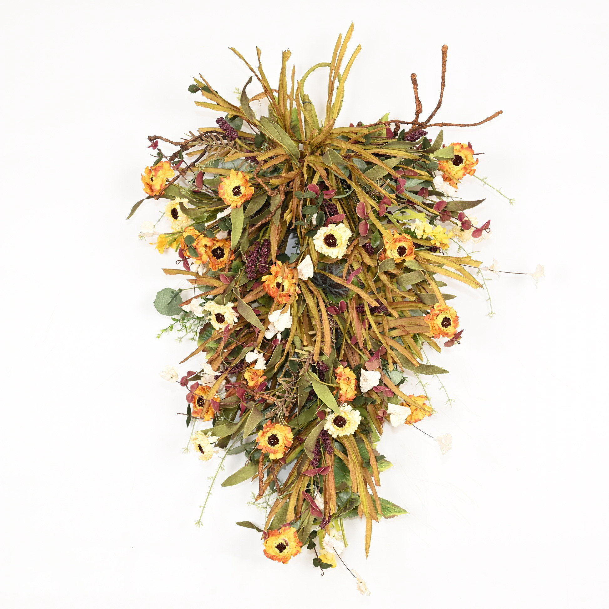 The Holiday Aisle® 24" Artificial Farmhouse Blossoms Cluster Fall Foliage Daisy Berry Harvest ...